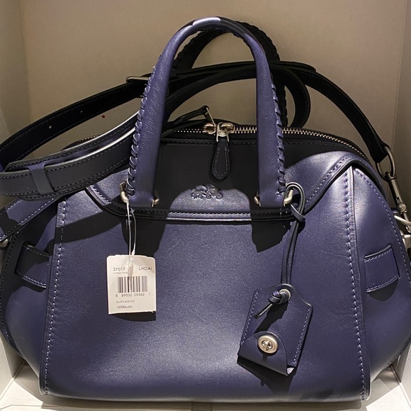 Coach | Bags | Coach Indigo Navy Blue Leather Satchel | Poshmark